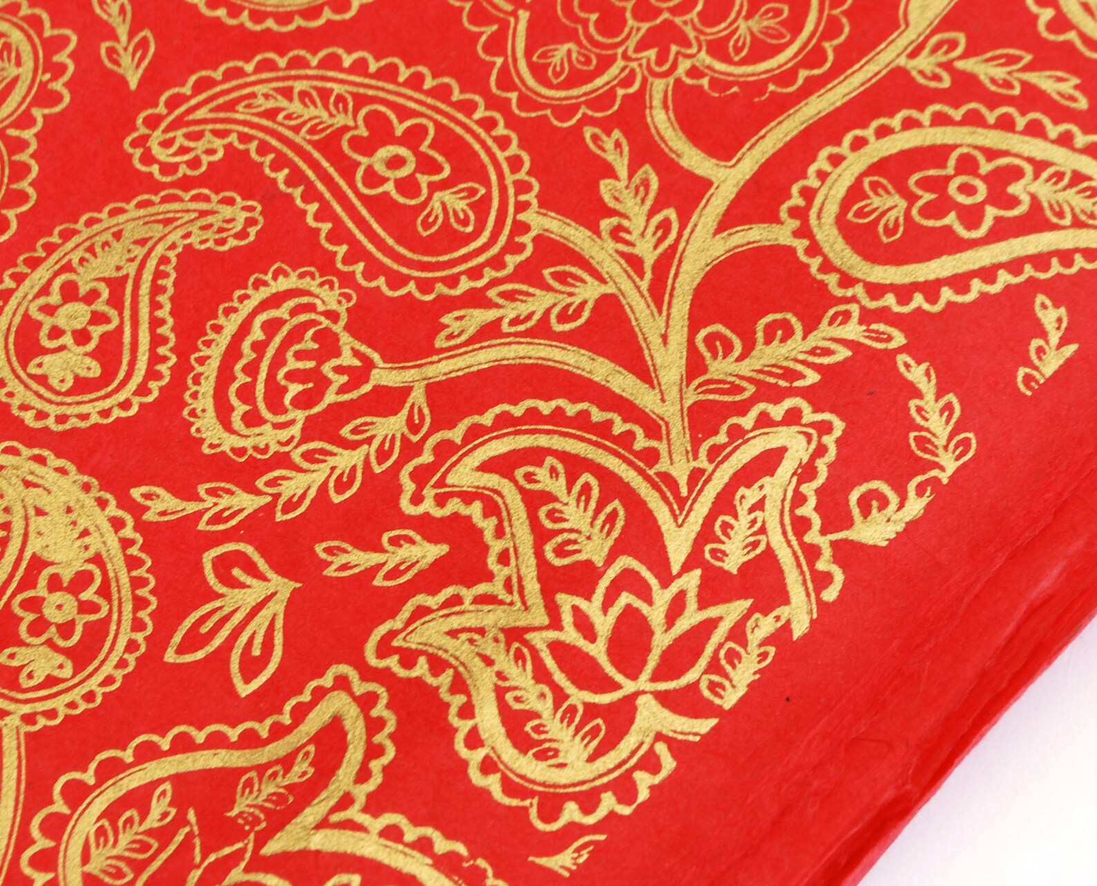 Lokta Wrapping Paper Gold Paisley Print on Red Hand Made and - Etsy