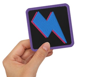 Neon Embroidered Patch, Gamer, Rock and Roll, Retro 80s 90s, Lightning ...