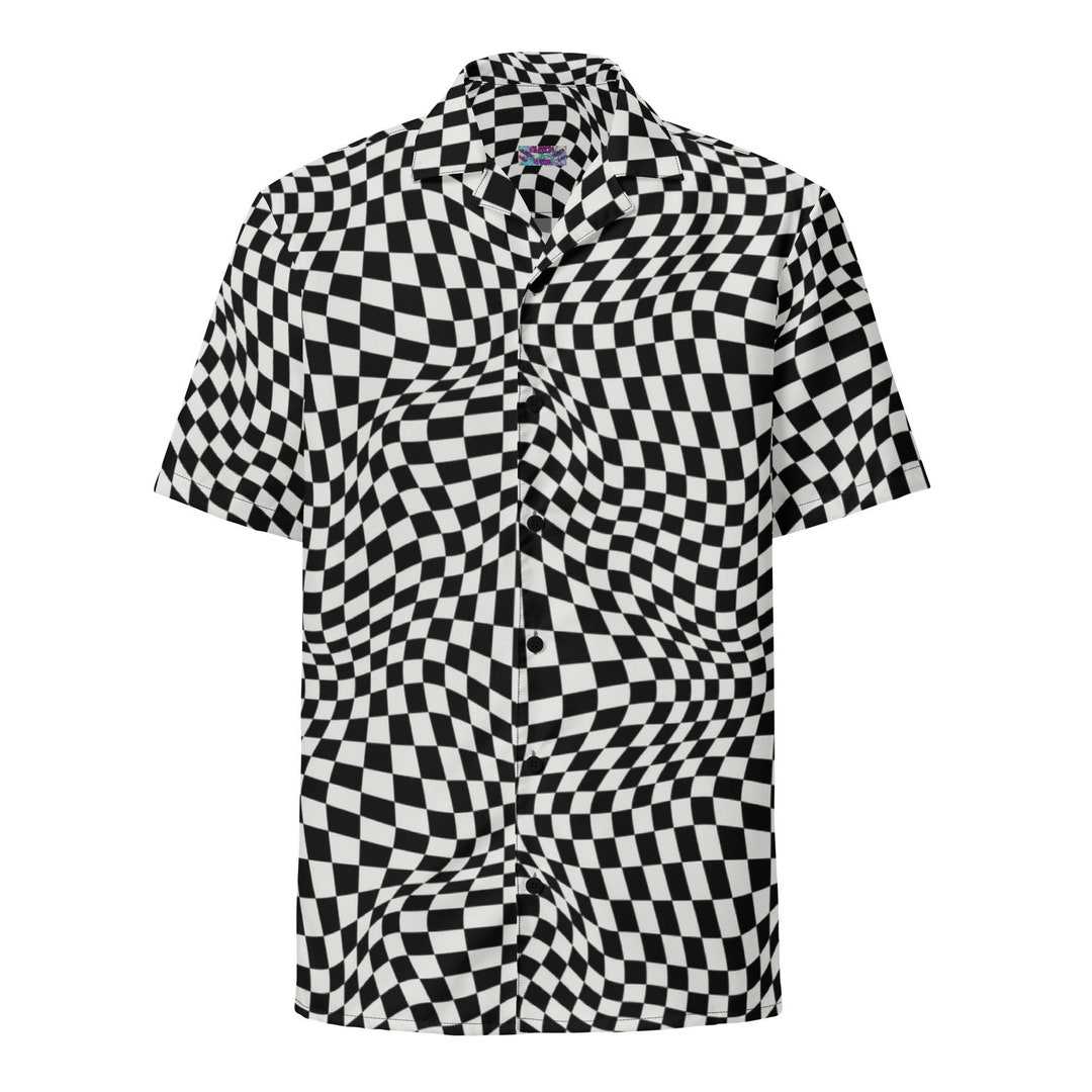 Checkboard Op Art Premium Lightweight Button-up Shirt - Etsy