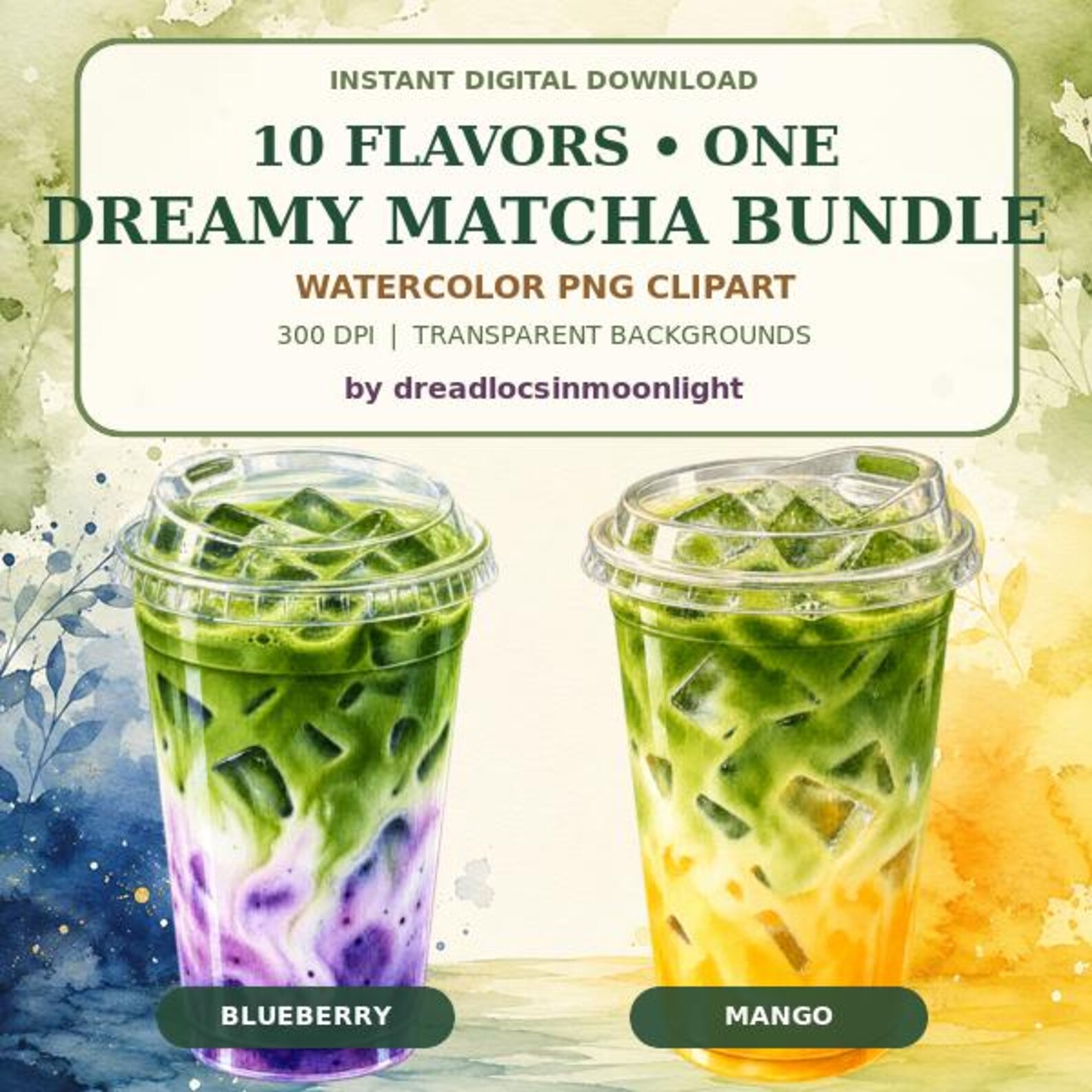 Traumhaftes Matcha-Bundle (PNG-Clip-Art, 300 dpi) - Etsy.de