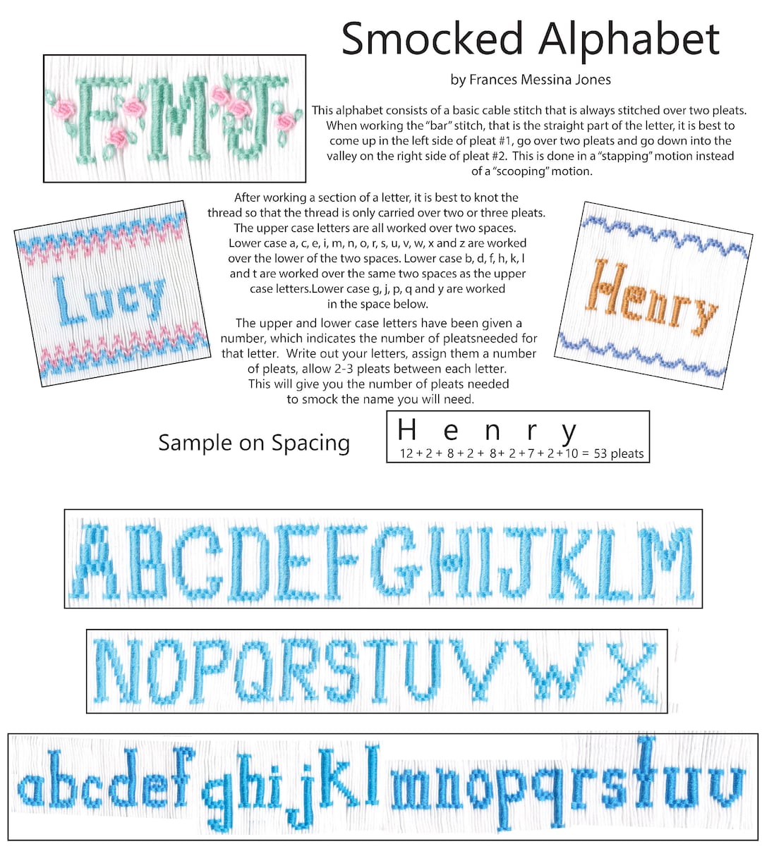 Smocked Alphabet Smocking Plate by Frances Messina Jones - Etsy