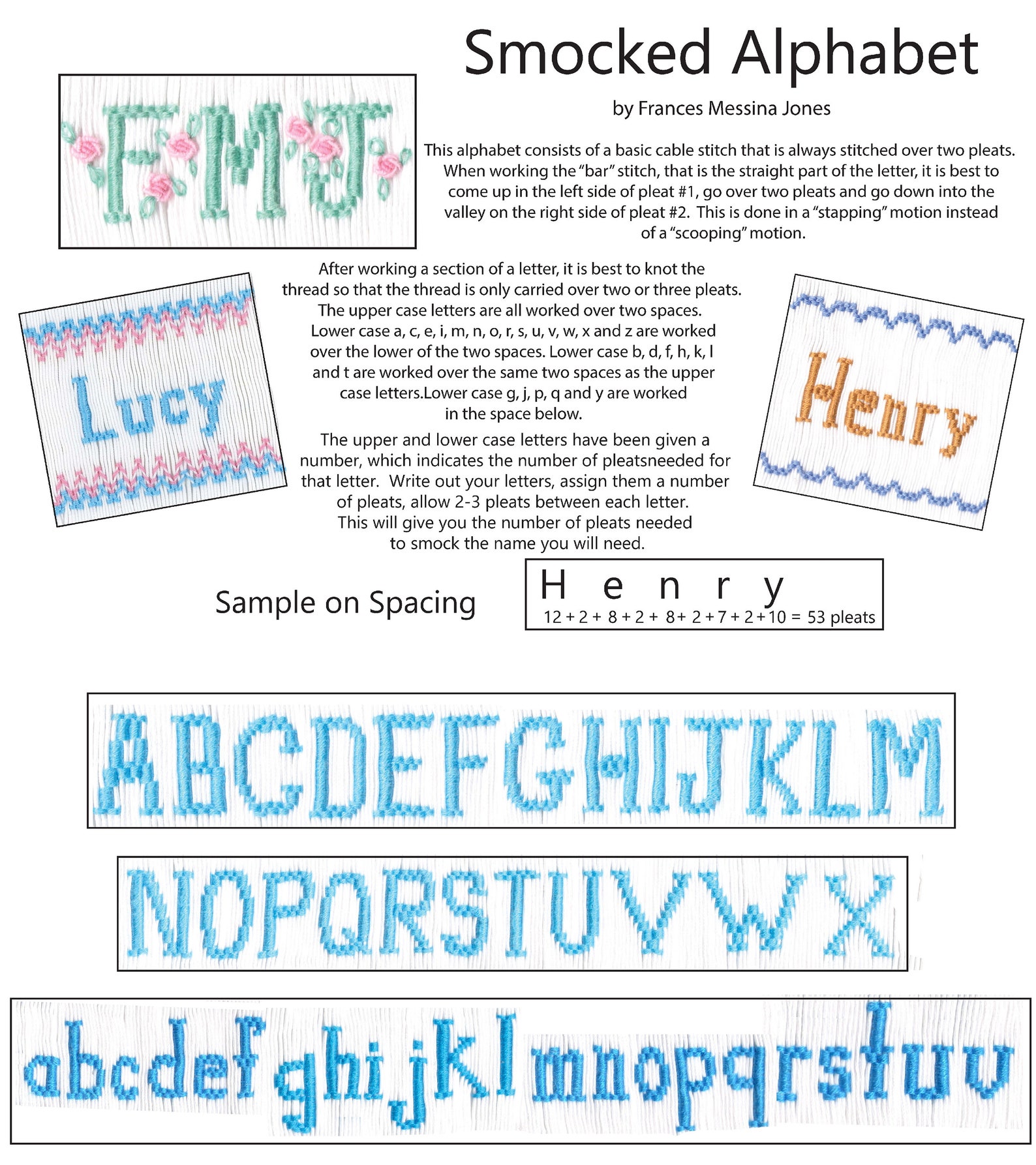 Smocked Alphabet Smocking Plate by Frances Messina Jones - Etsy
