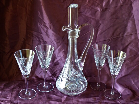 Bohemian Cut Pinwheel Crystal Decanter Set Pinwheel Crystal | Etsy