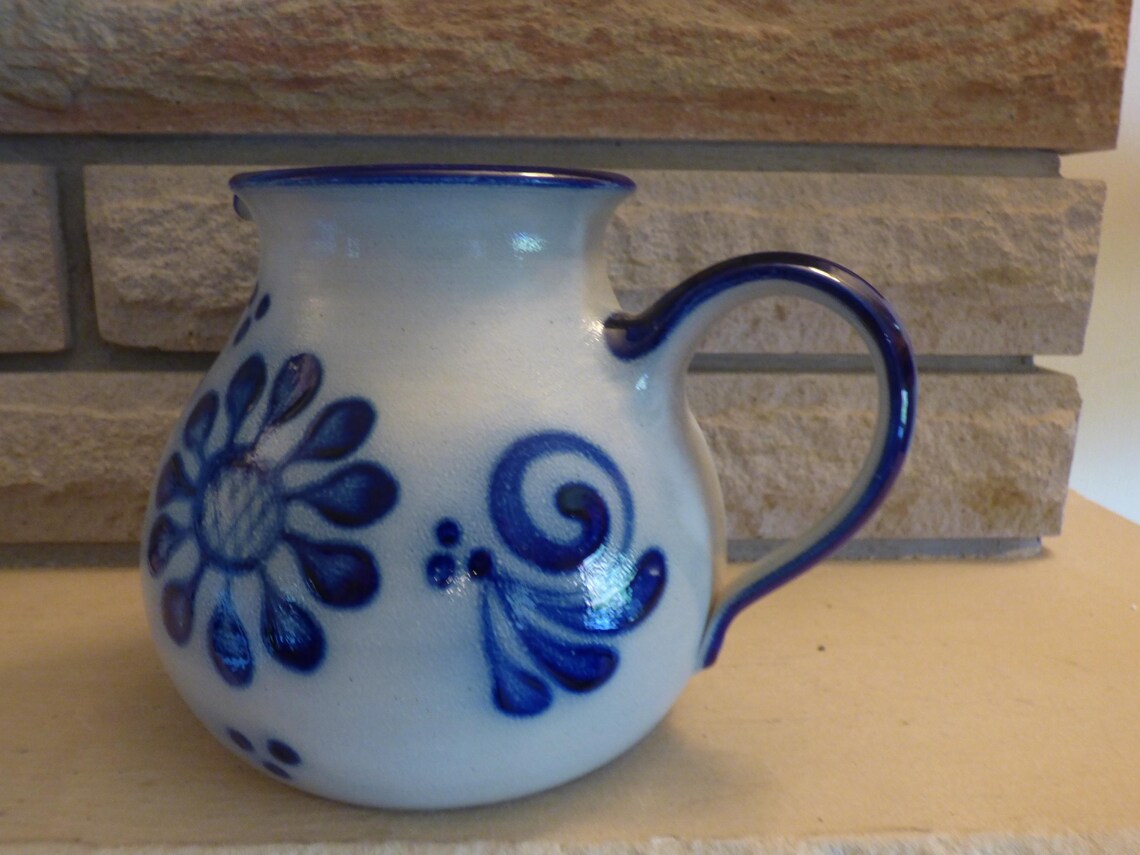 Vintage German Glazed Salt Ware Large Pitcher - Paul Kruft - Salz ...