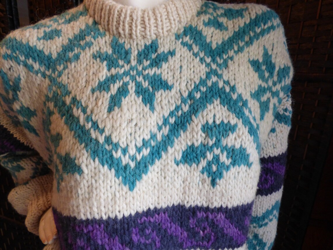 Vintage Thick Heavy 100% Wool Hand Made Sweater Made in - Etsy