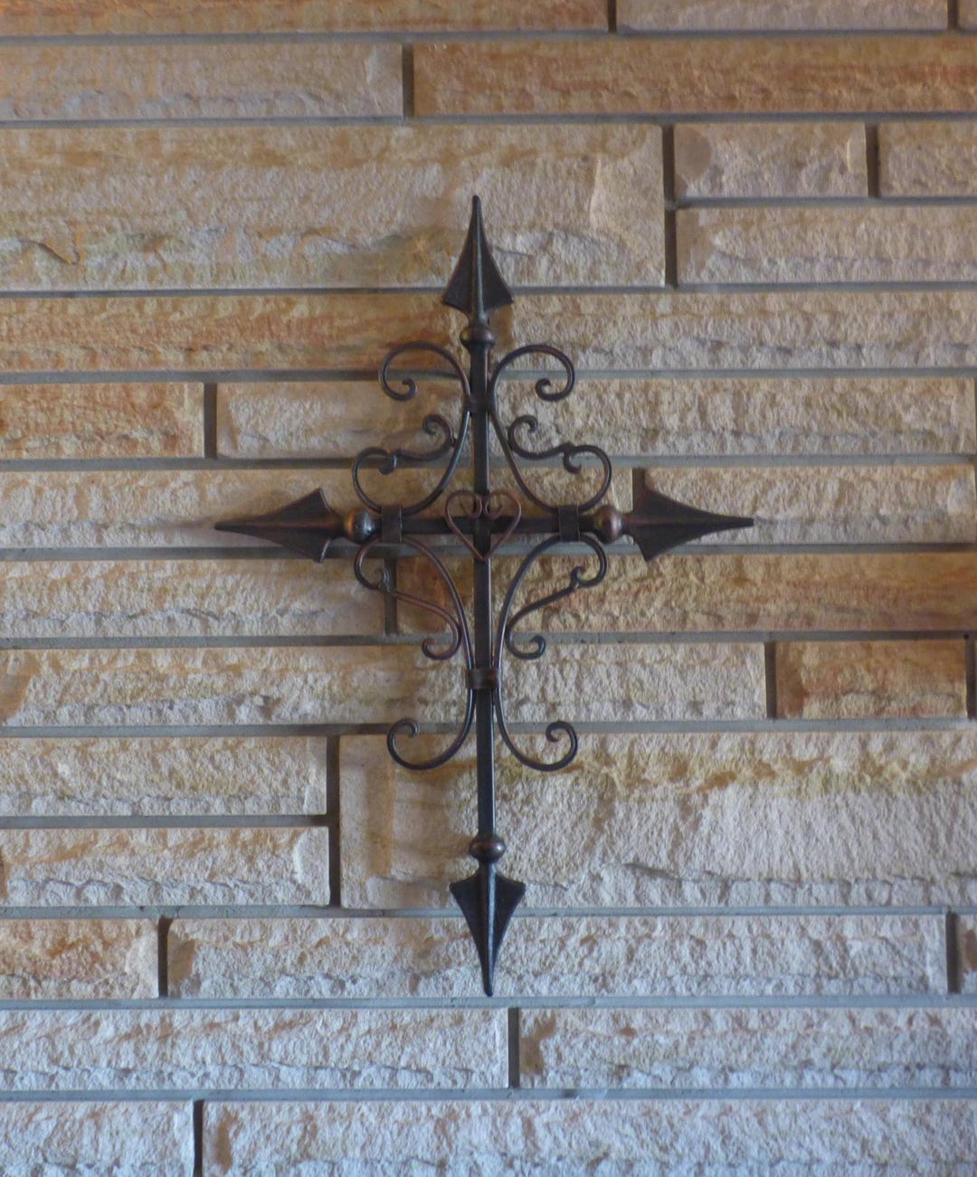 Wrought Iron 24"cross, Wall Décor, Decorative Cross, Garden Yard Décor ...