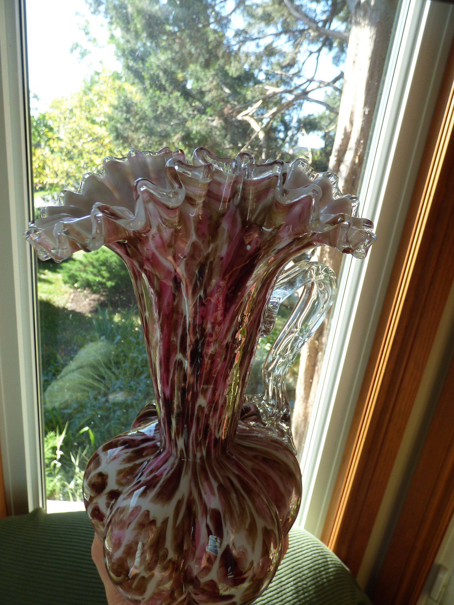 Rare Victorian White Cased Spatter Glass - Pitcher - Vase - Stevens ...