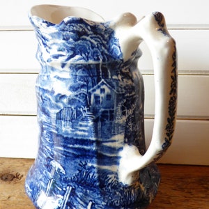 Old Foley James Kent Flow Blue From Hand Engraving Pitcher Farmhouse ...