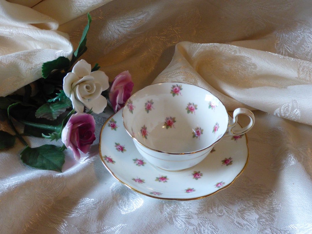 Aynsley Wide Mouth Tea Cup White With Small Roses Scroll Down for Item ...