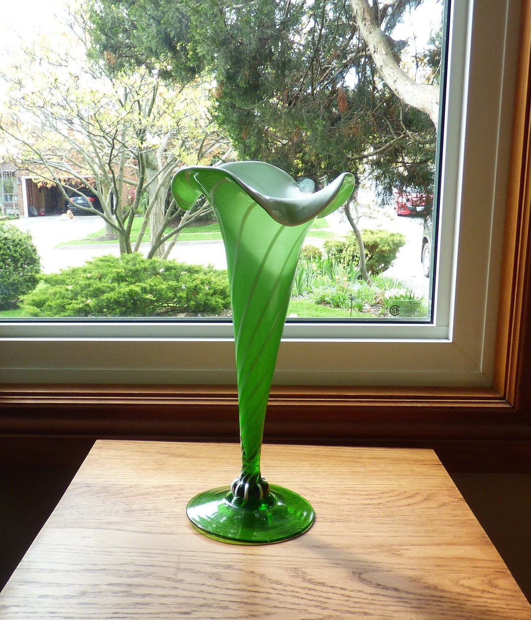 Cased Art Glass Fluted Top Vase - Emerald Green - Gift - Etsy
