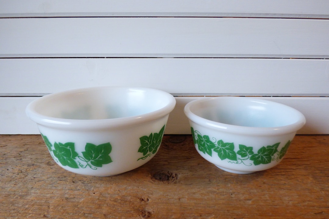 Vintage Hazel Atlas Ivy Milk Glass Bowls - Nesting Pair - Etsy Canada