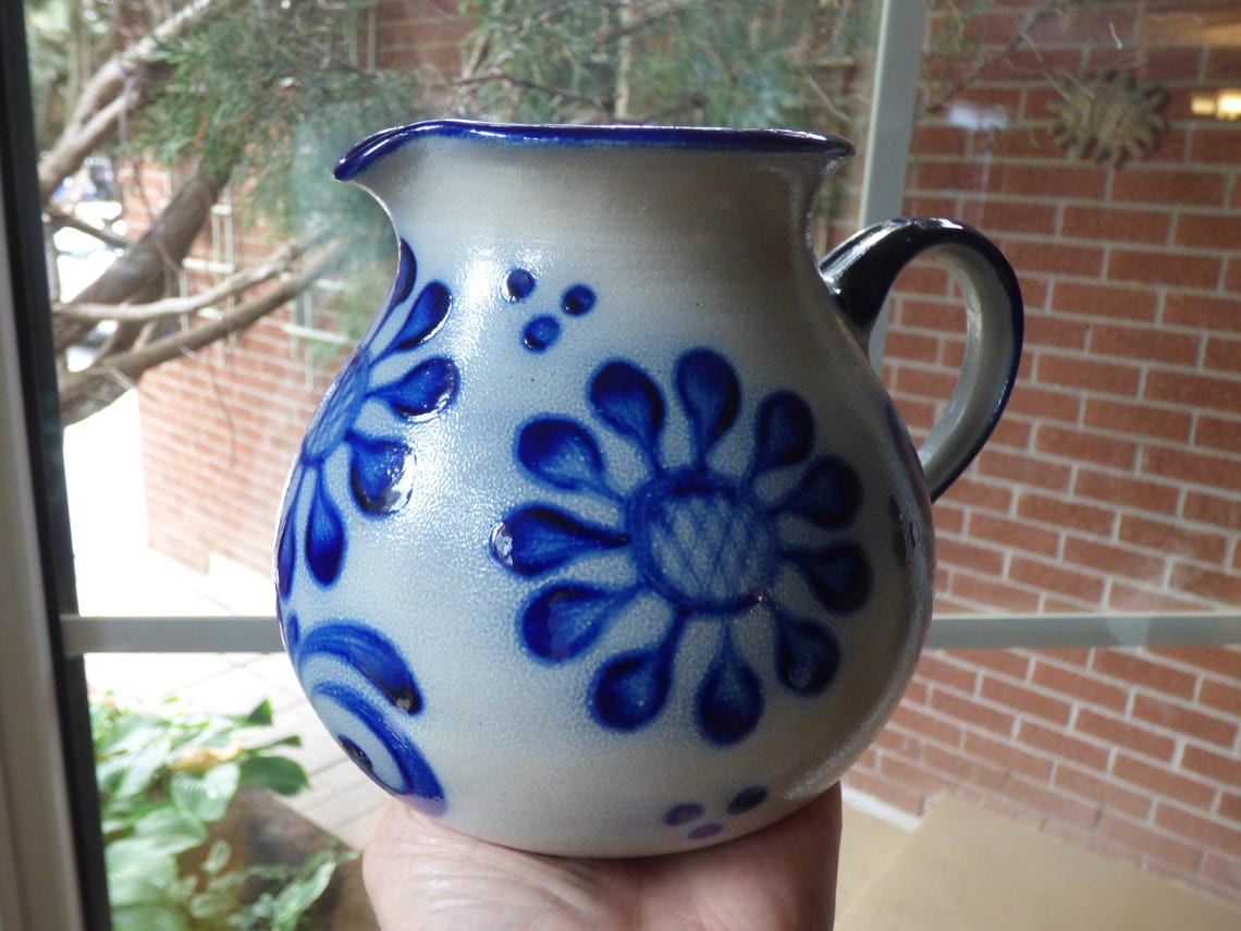 Vintage German Glazed Salt Ware Large Pitcher - Paul Kruft - Salz ...