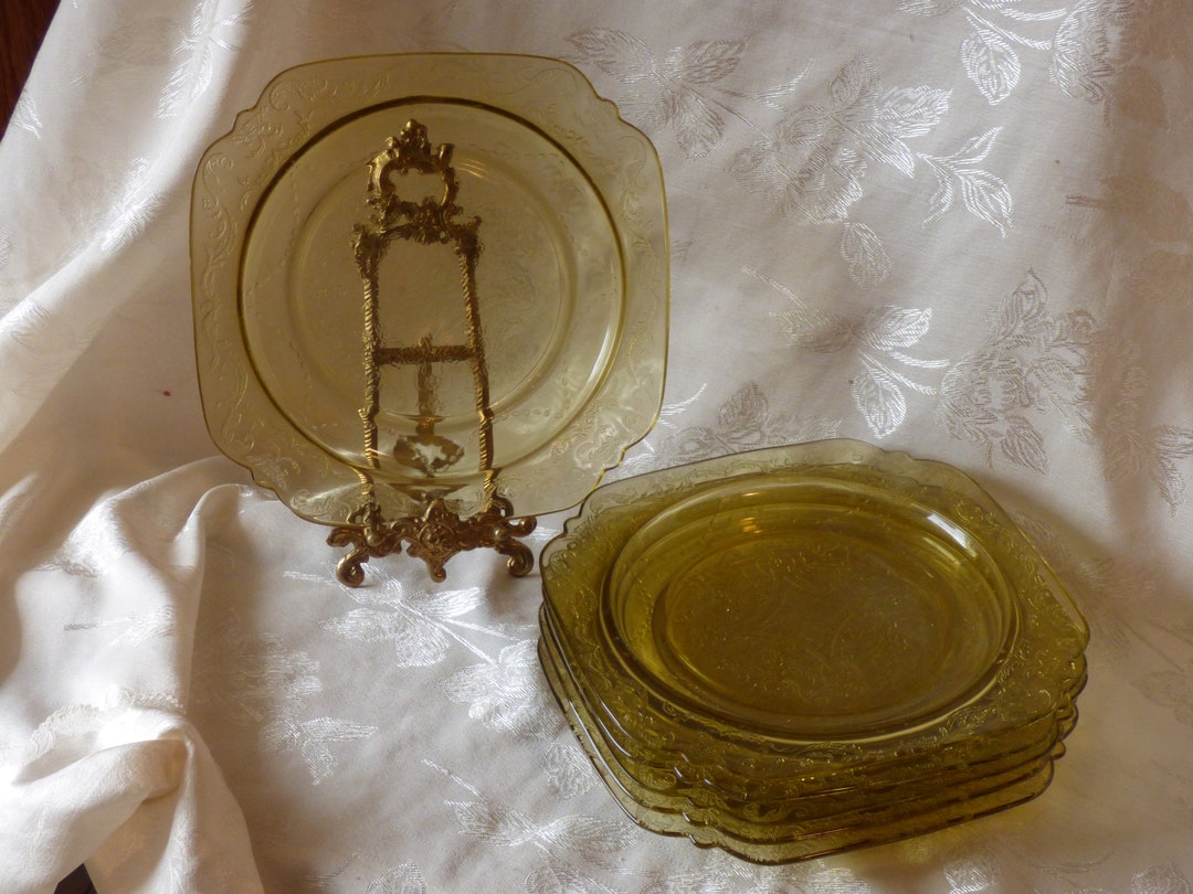 Federal Glass Depression Glass Set of Six Madrid Pattern Square 9 ...