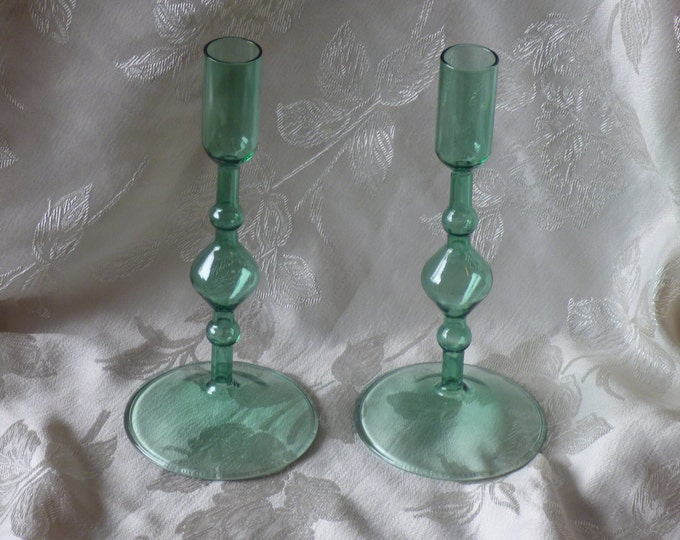 Pair Borosilicate Art Glass Candle Stick Holders - Gift - Etsy