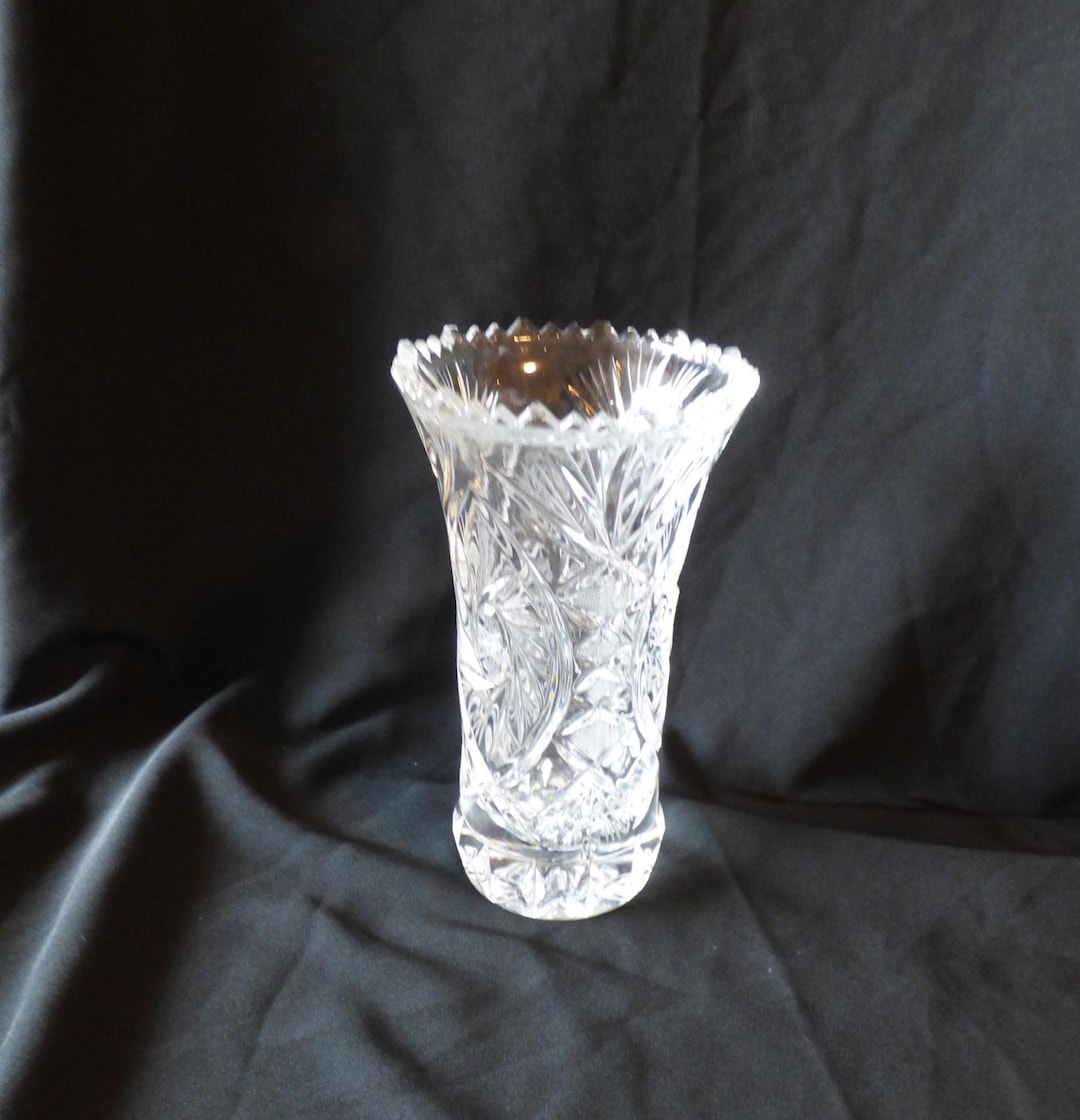 Bohemian Vintage Cut Pinwheel Crystal Vase - Heavy Base - Etsy