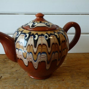Bulgarian Troyan Redware Pottery - Personal Teapot and Trivet - Etsy
