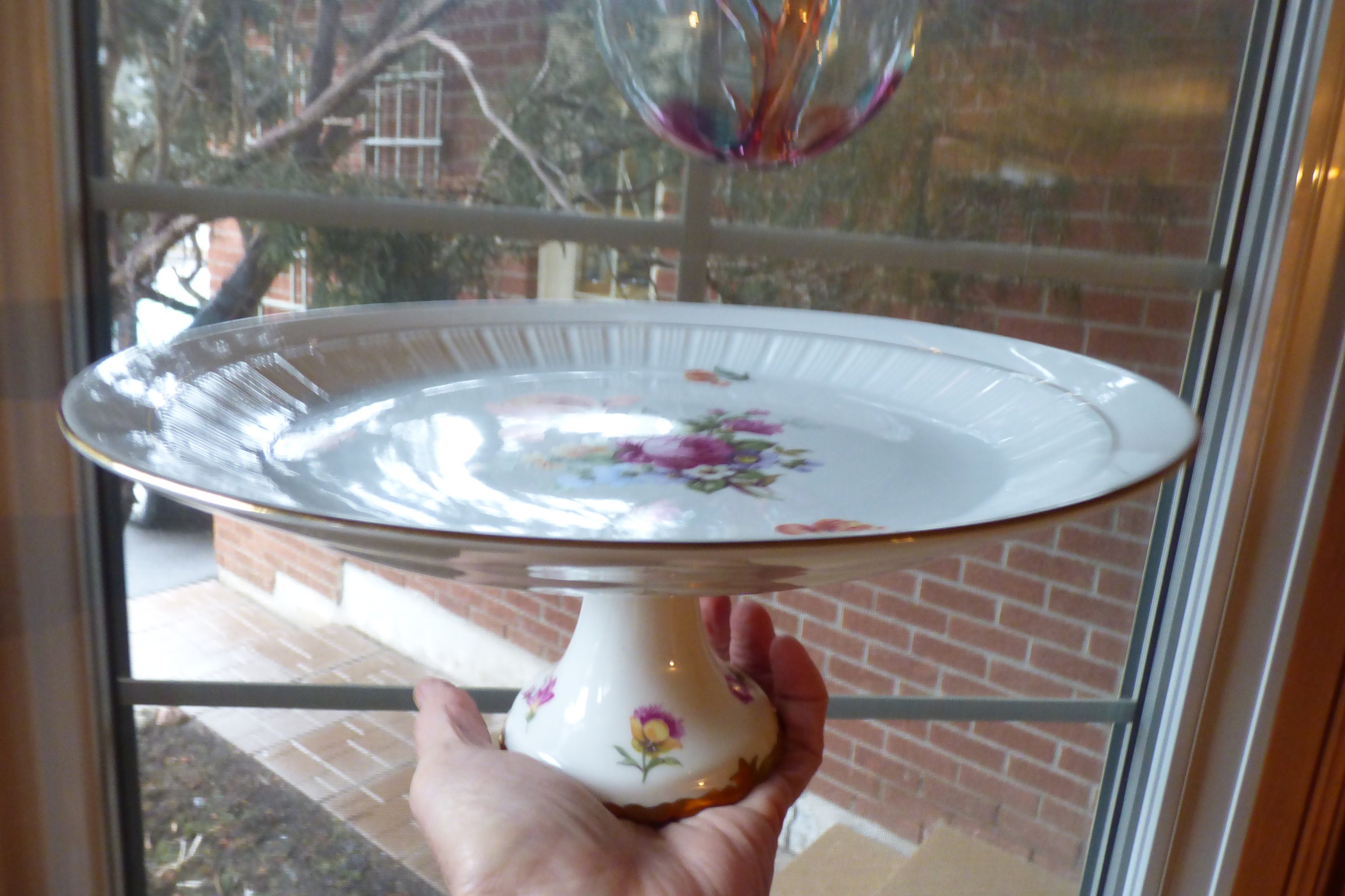 German - Reichenbach 10" Pedestal Cake Stand - Floral Spray - Etsy