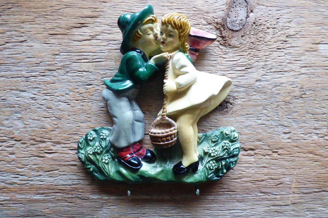 Vintage Chalkware - JACK AND JILL - Wall Plaque With Hooks - Key Holder ...