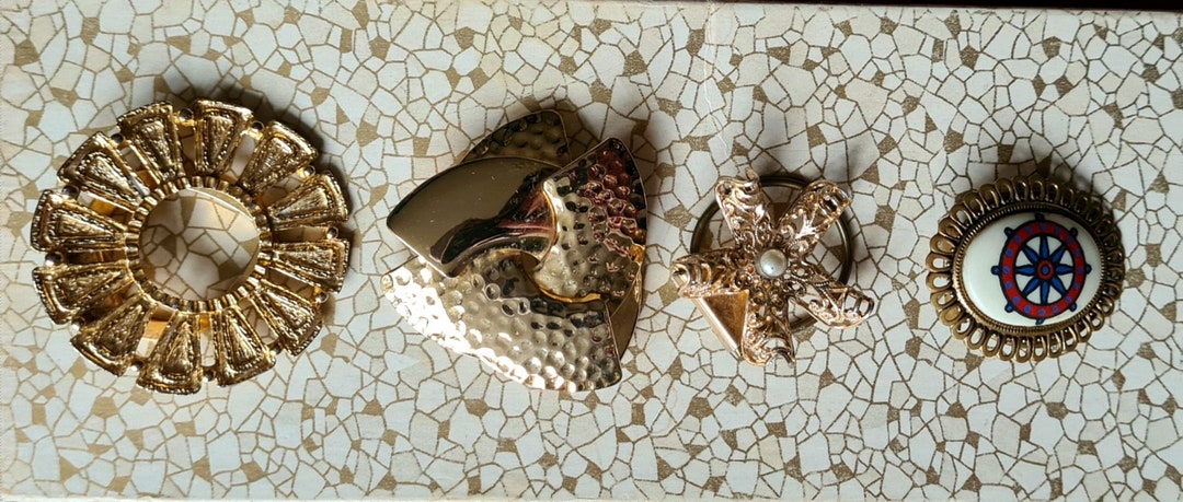 4 X Vintage Scarf Rings 1980s Gold Tone VGC - Etsy