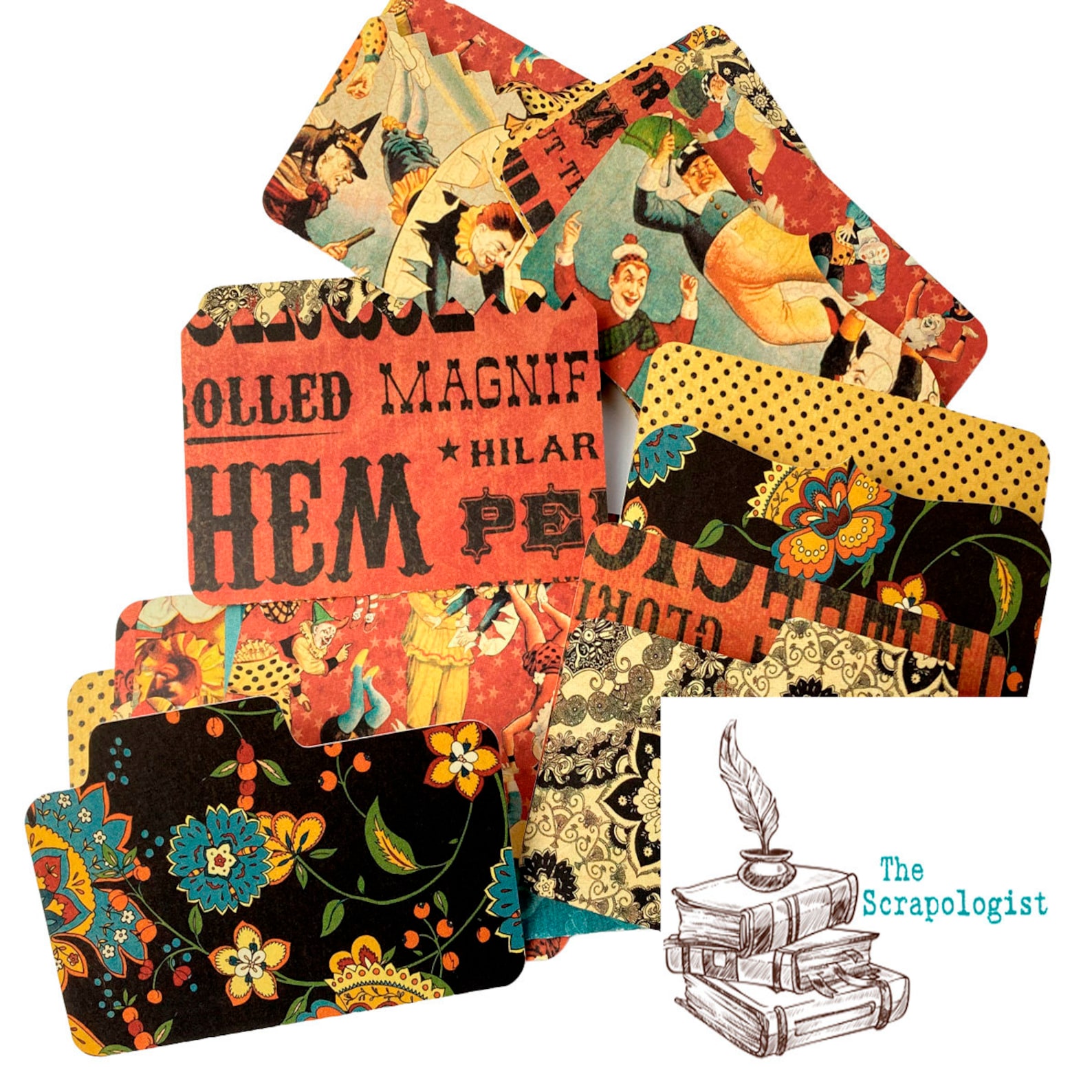 Circus Theme Embellishments, Set of 12 Mini Die-cut File Folders, With ...