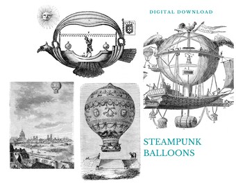 20 Hot Air Balloon Junk Journal, Printable Kit, Collage, Digital ...