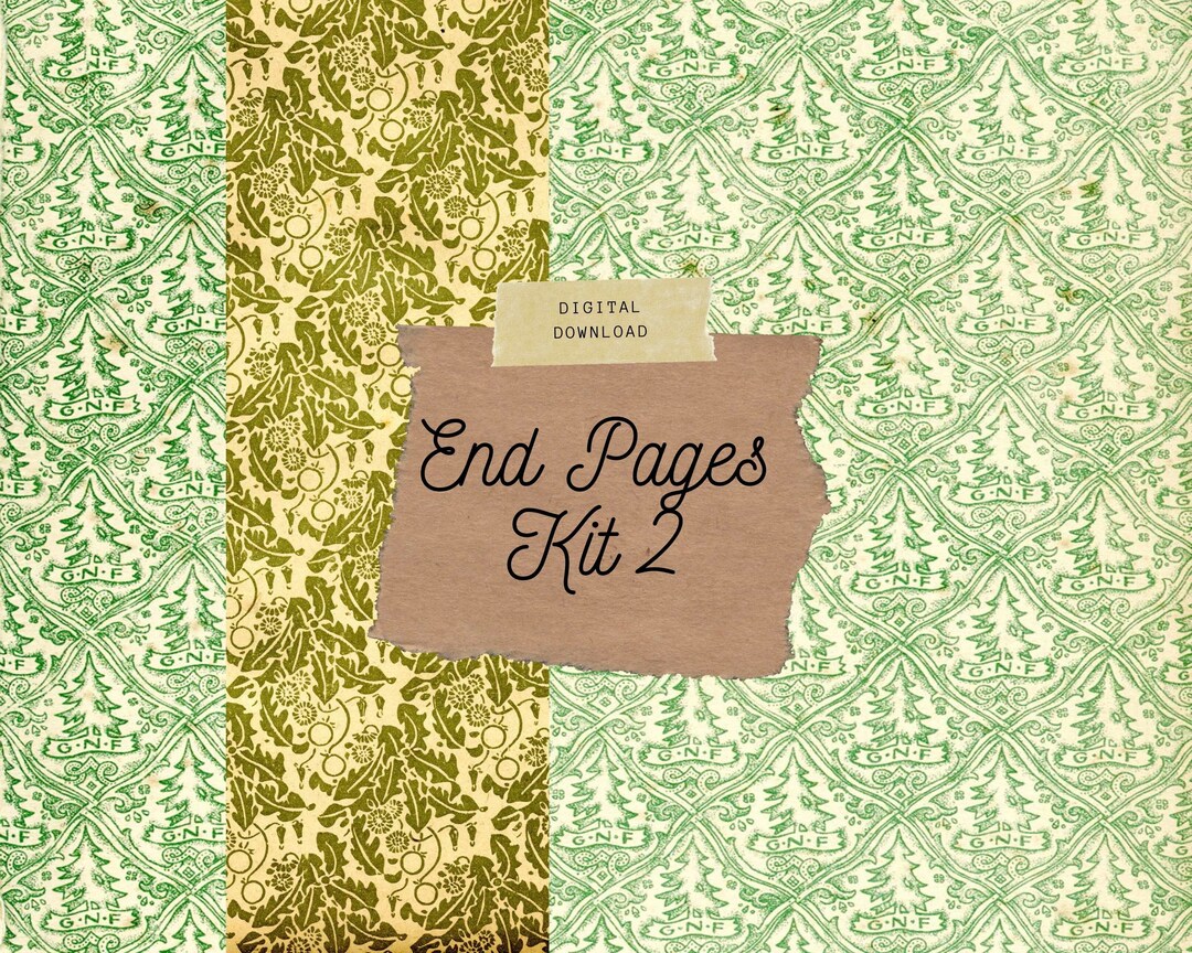 Vintage End Papers - Leaf Patterns, Book Making Supplies, Printable ...