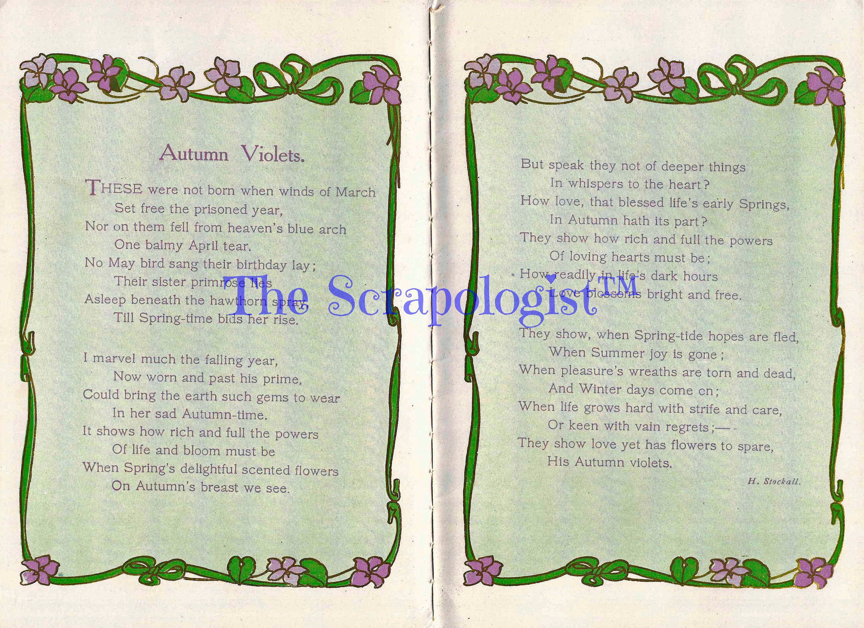 Book of Violets, Victorian Poetry Illustrated With Color Paintings, DIY ...
