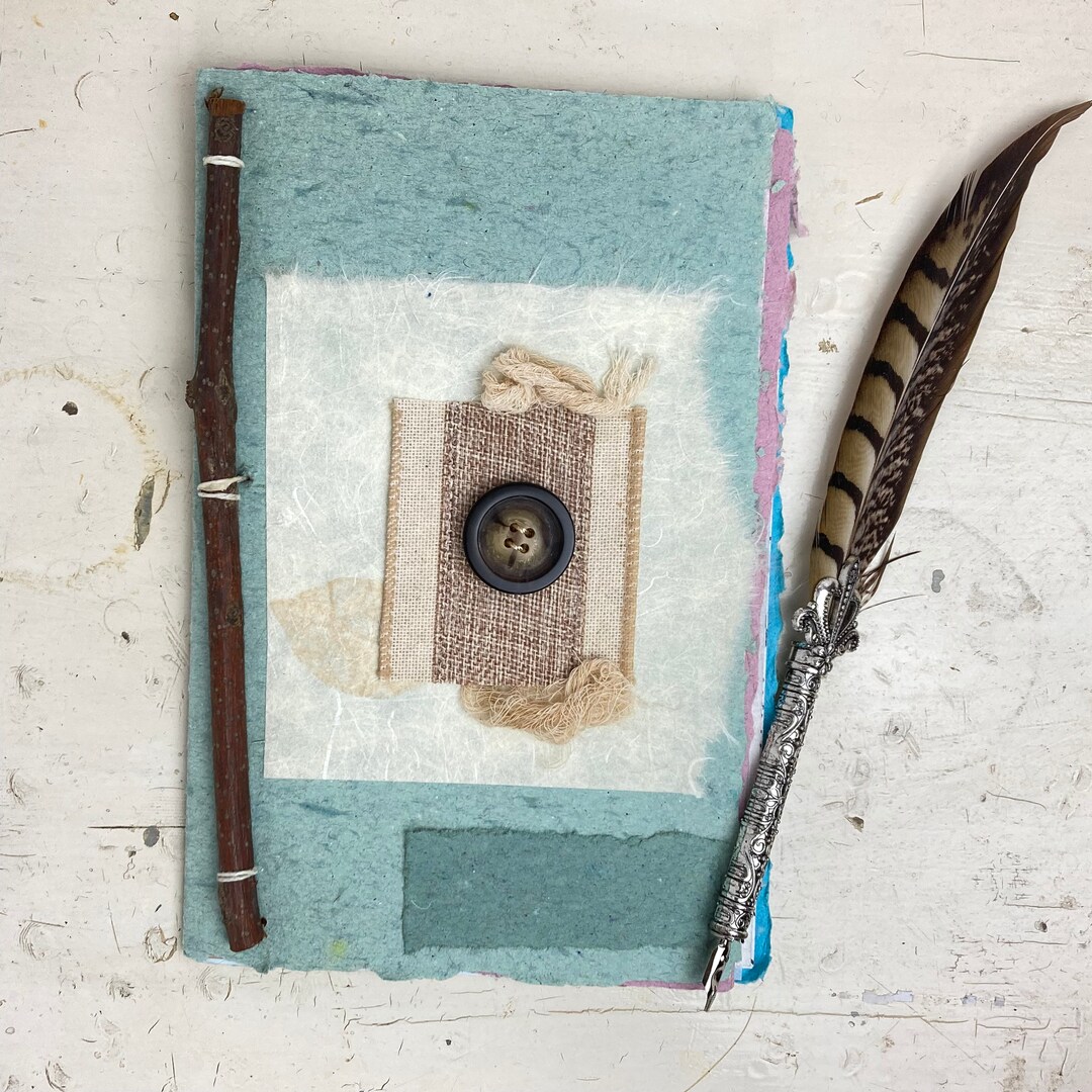 Art Journal With Handmade Paper Cover, Variety of Mixed Media Pages ...