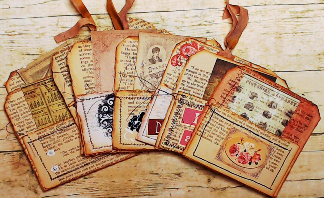 Library Pockets From Vintage Book Pages, Junk Journal Ephemera Kit ...