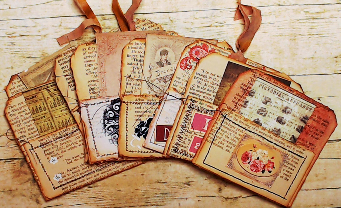 Library Pockets From Vintage Book Pages Junk Journal Ephemera - Etsy