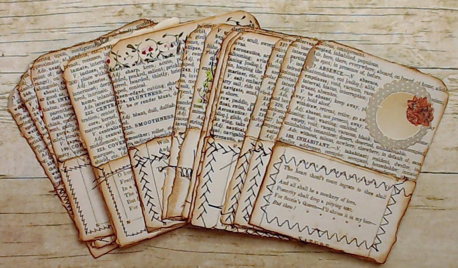 Library Pockets From Vintage Book Pages, Junk Journal Ephemera Kit ...