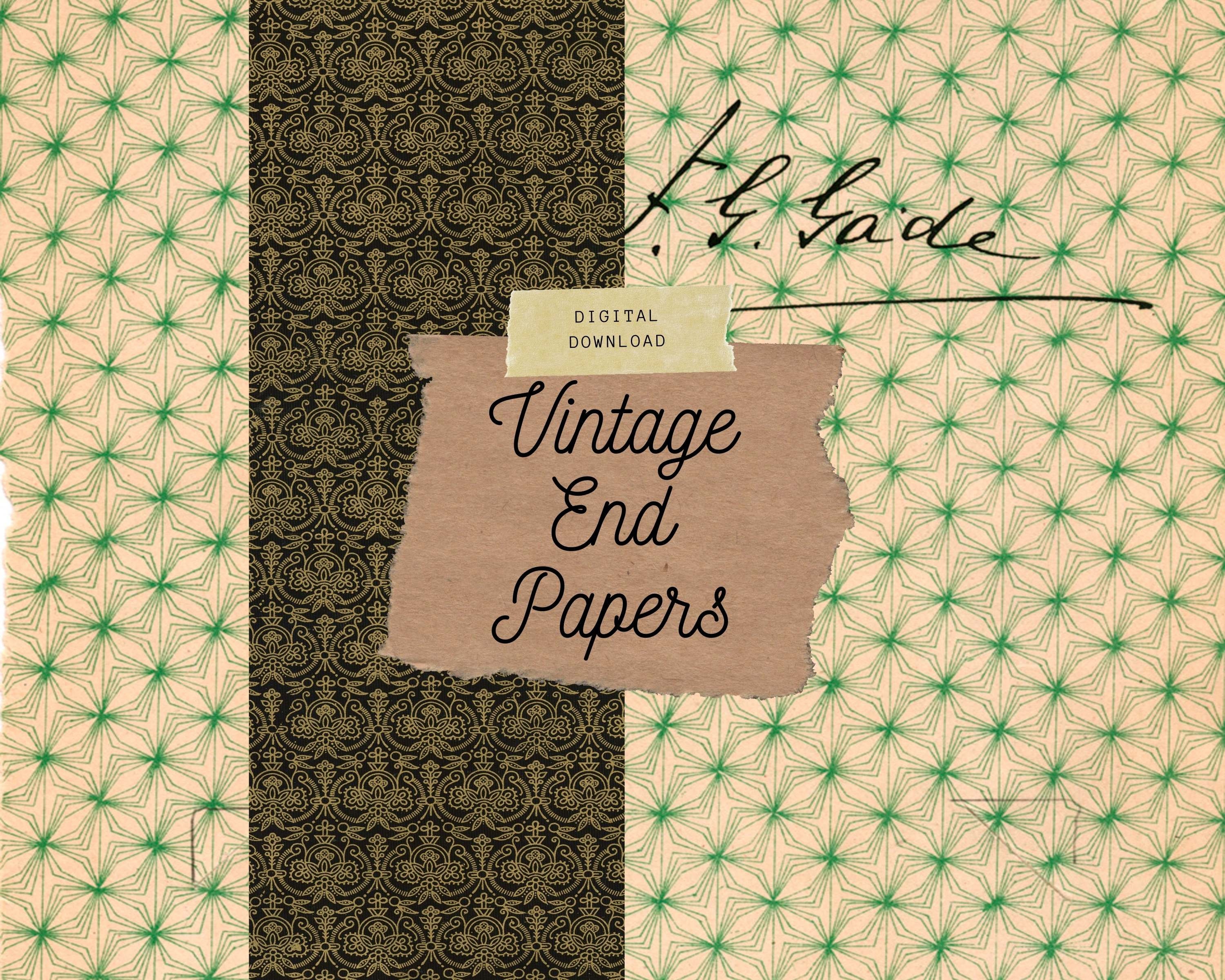 Vintage End Papers, Kit 1, Junk Journal Pages, Book Making Supplies ...