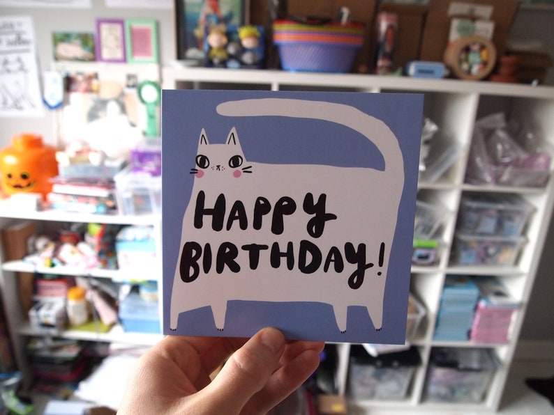 Cat Design Birthday Card - Etsy