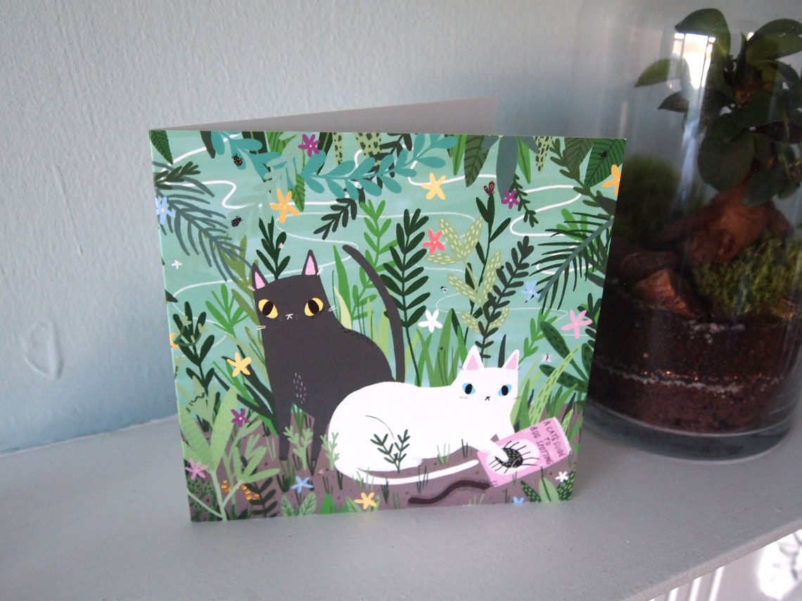 Cat Greetings Card Blank Inside - Etsy