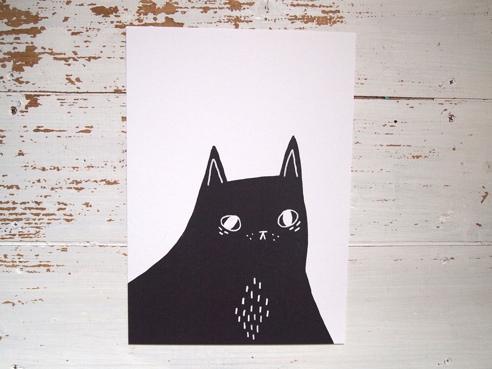 Monochrome Cat Art Print - Etsy