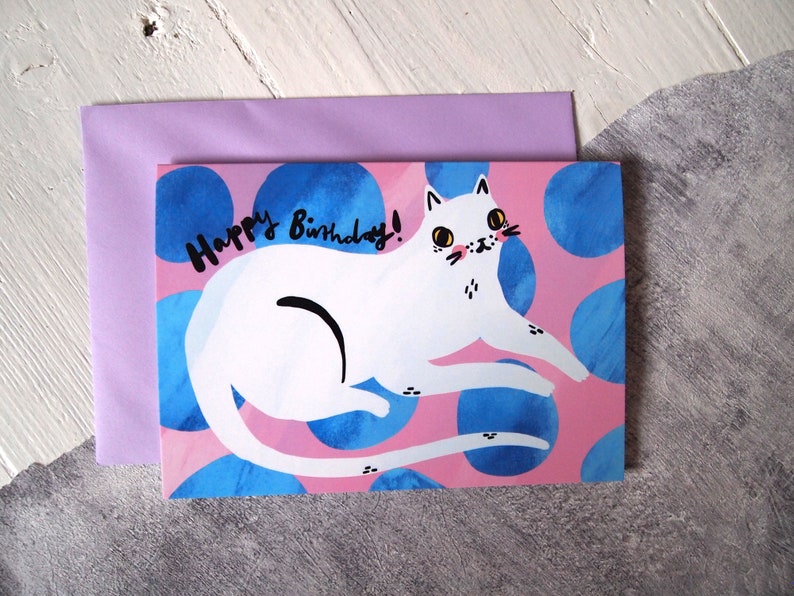 Cat Birthday Card - Etsy