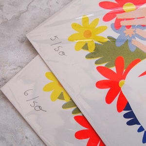 Cats and Flowers Riso Print Artwork - Etsy