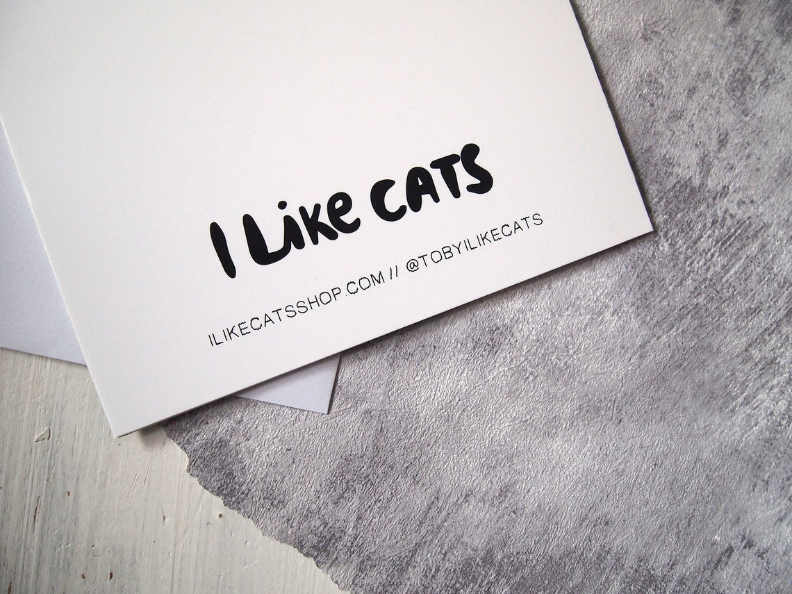 Illustrated Cat Card Black Cat - Etsy