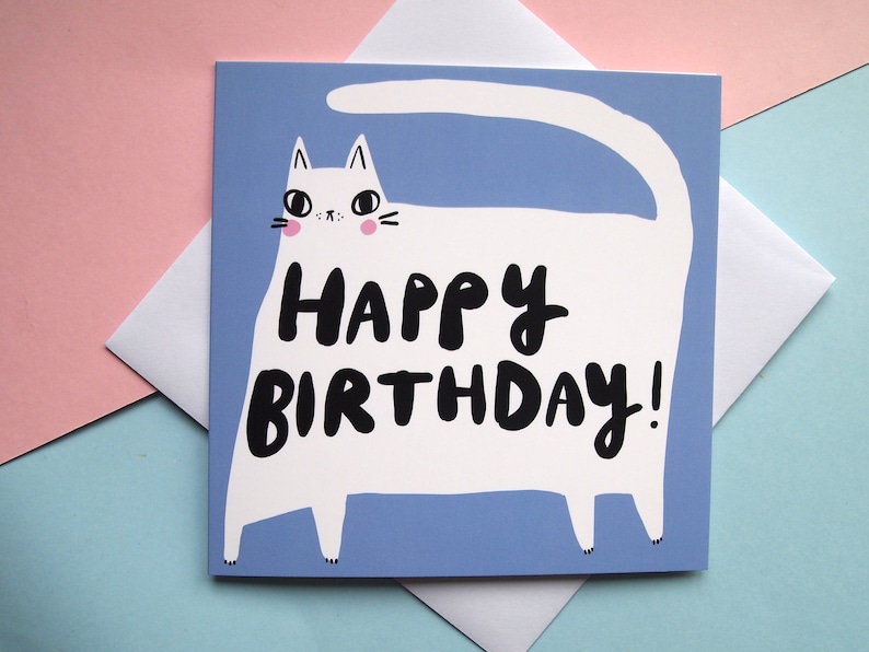 Cat Design Birthday Card - Etsy