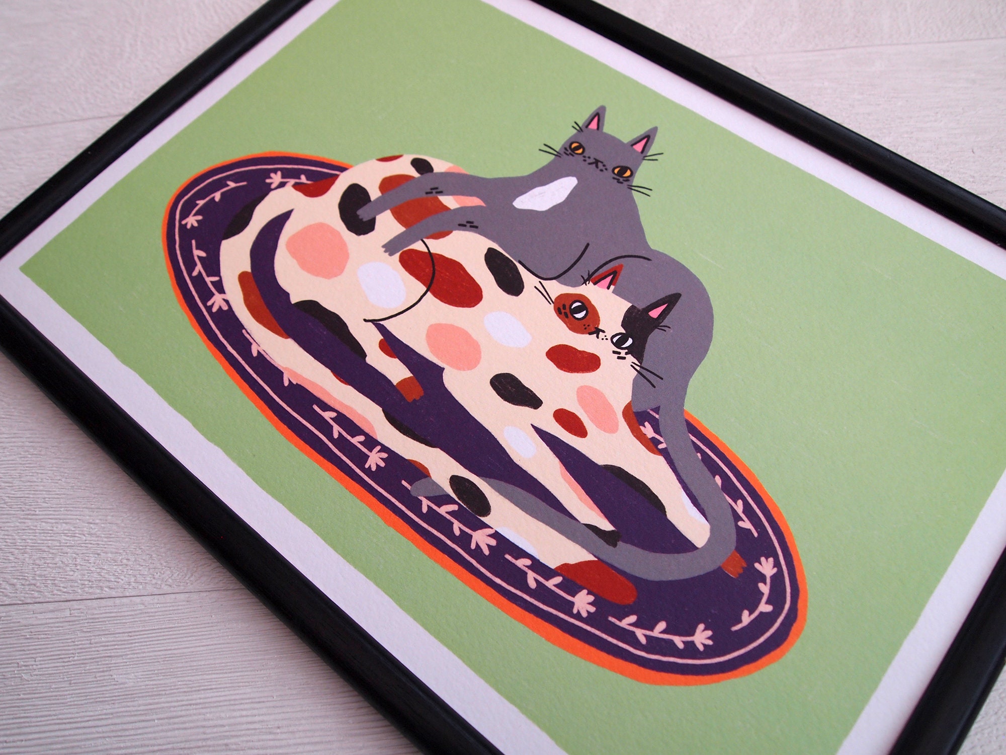 Cats Illustration A4 Art Print | Etsy