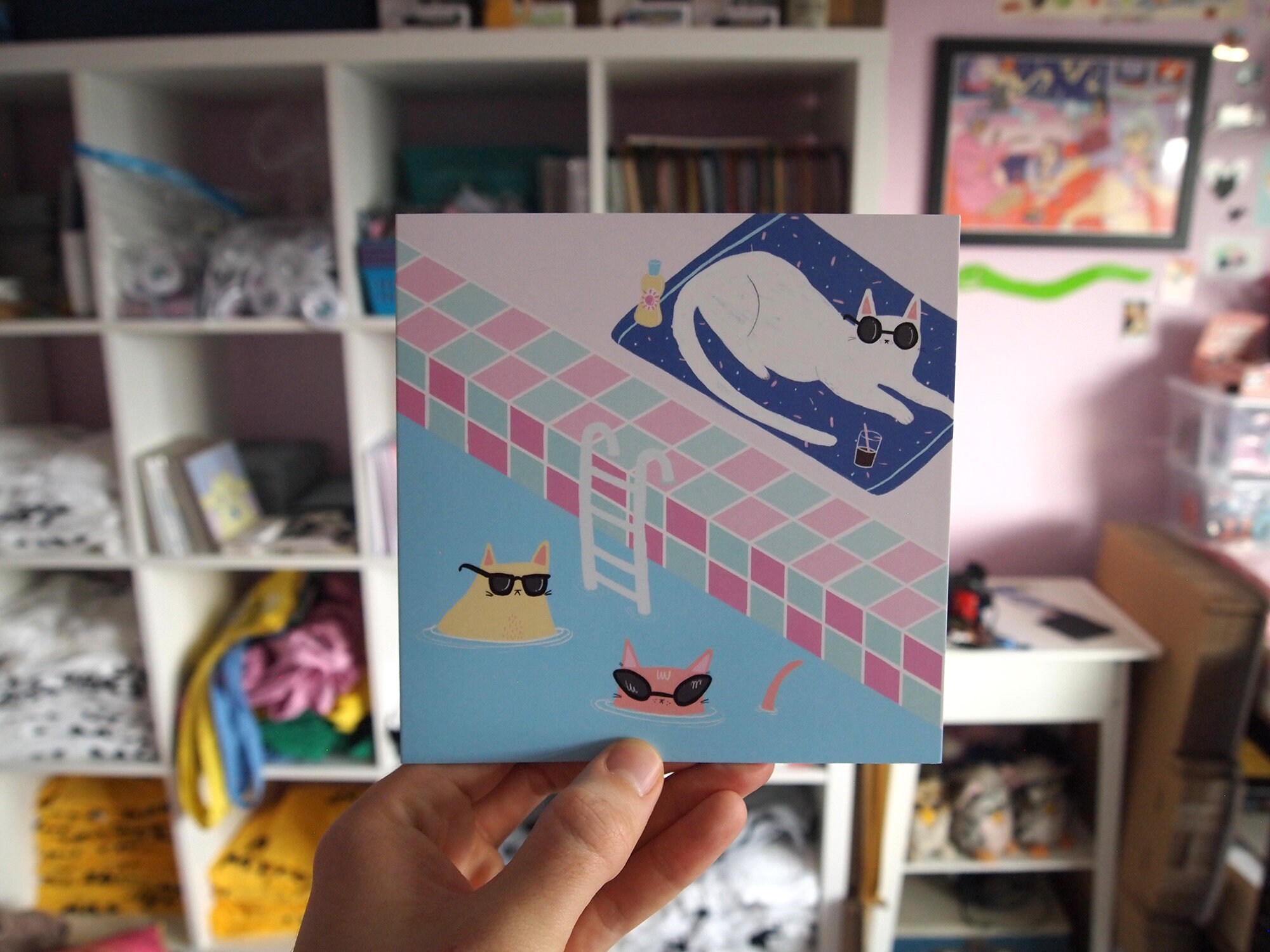 Illustrated cat greetings card | Etsy