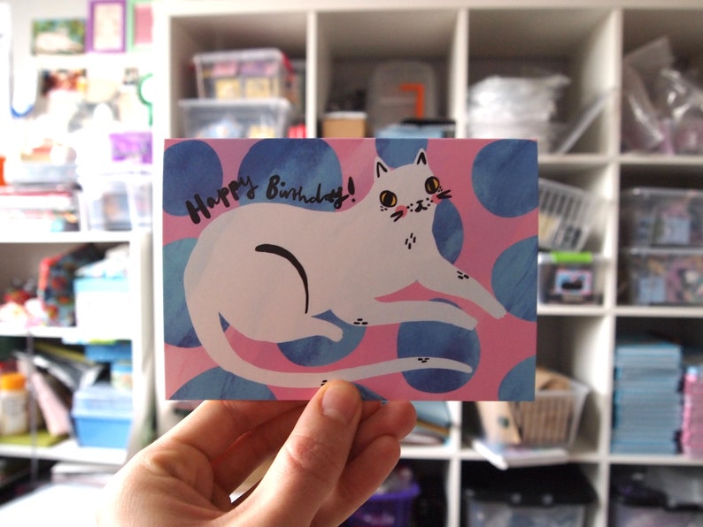 Cat birthday card | Etsy