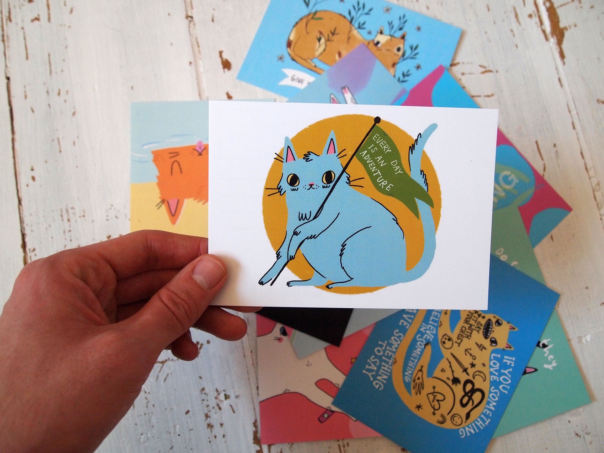 Motivational cat postcards set of 10 | Etsy