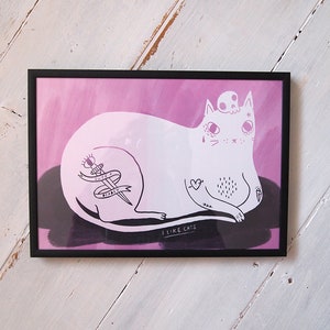 Tattoo Cat A4 Art Print - Etsy