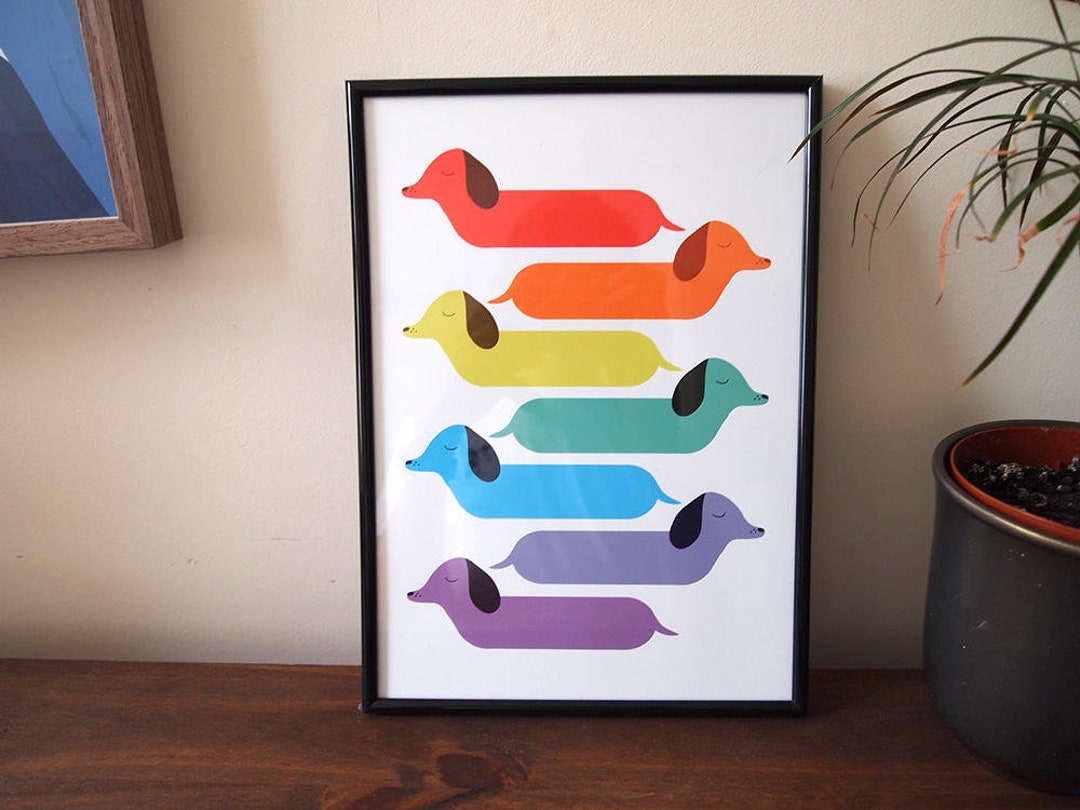 A4 Rainbow Dogs Art Print - Etsy
