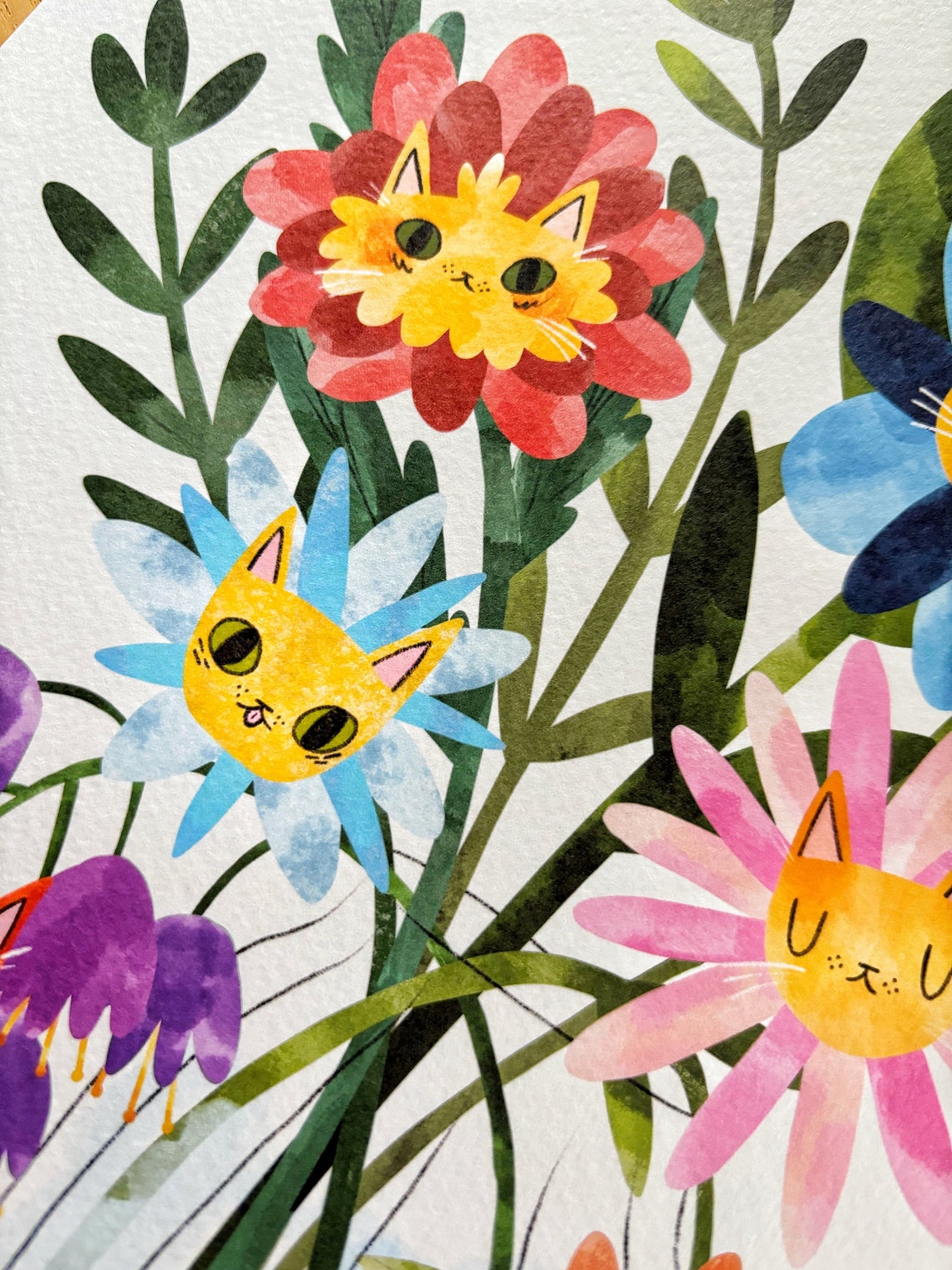 Flower Cats Art Print, A4 Print, Cats and Flowers - Etsy