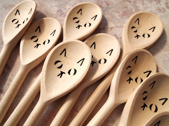 Cat Face Wooden Spoon Cute Kitchen Utensil - Etsy