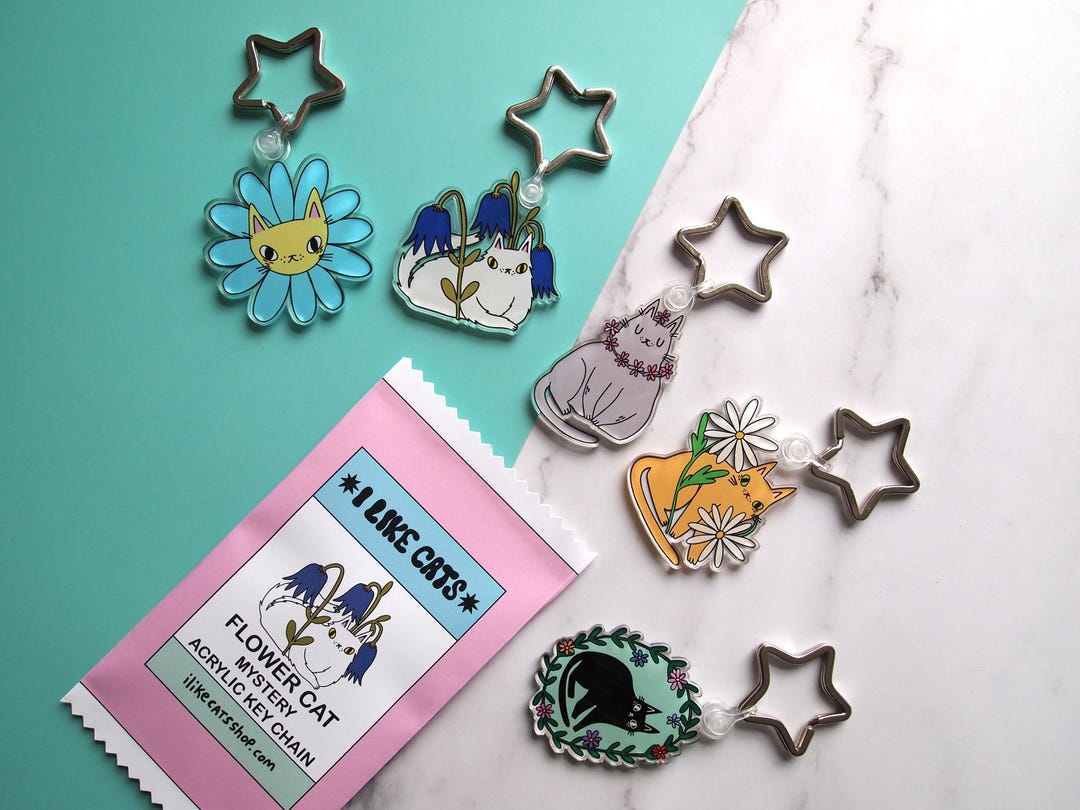 Blind Bag Mystery Keychain, Flower Cats Blind Bag, Mystery Bag, Blind ...