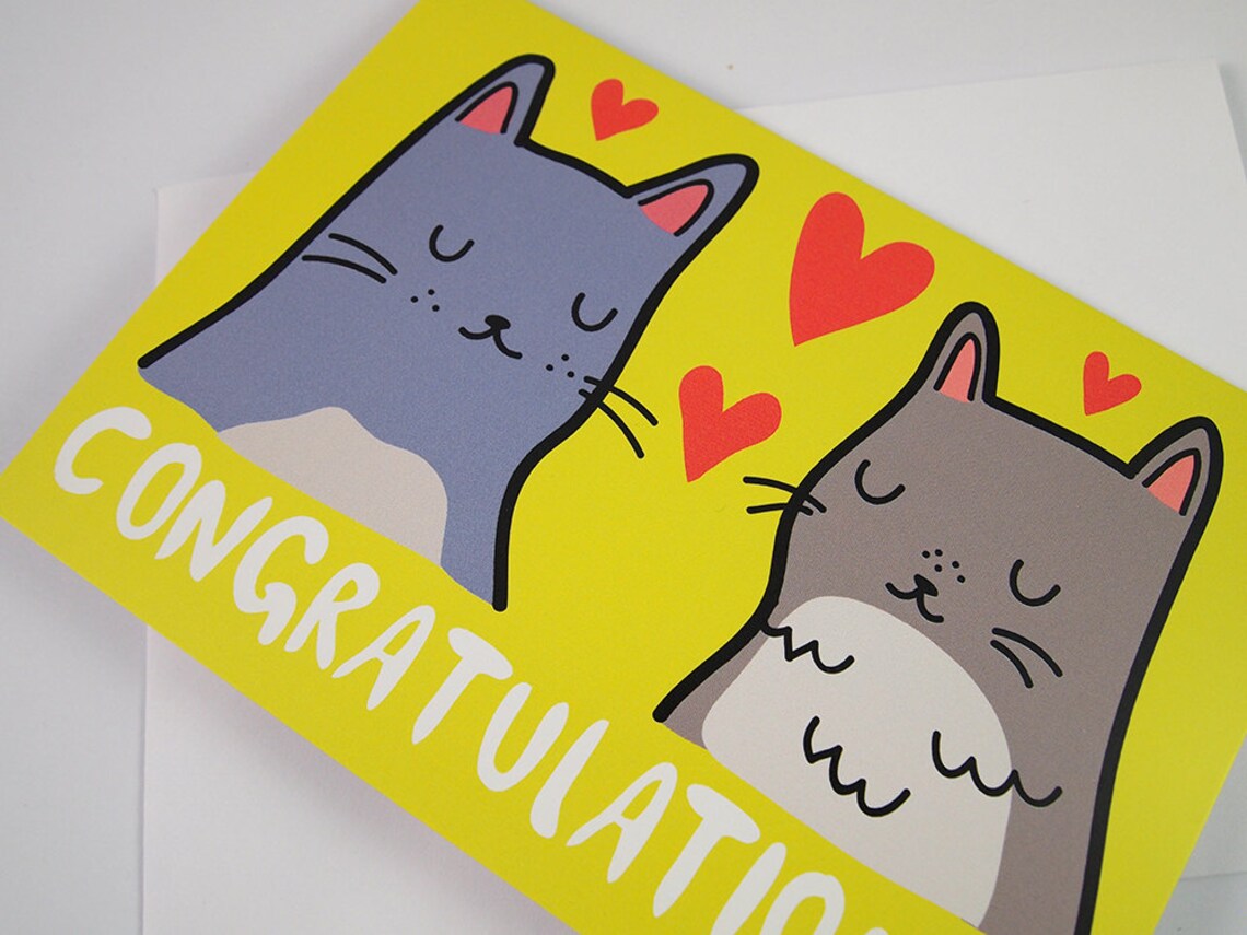 Cat Congratulations Card - Etsy