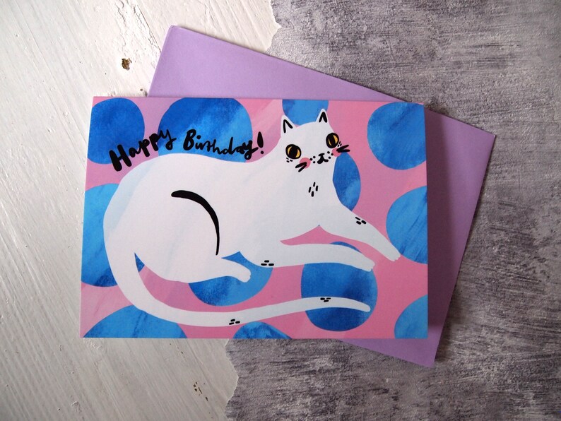 Cat birthday card | Etsy